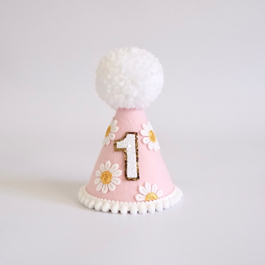 Pink Daisy Boho Party Hat Pink Daisy Birthday Hat First Birthday ...
