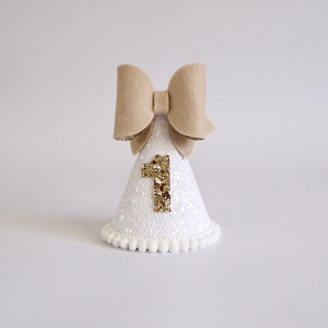 White Boho Bow Party Hat - White Boho Bow Birthday Hat - First Birthday ...