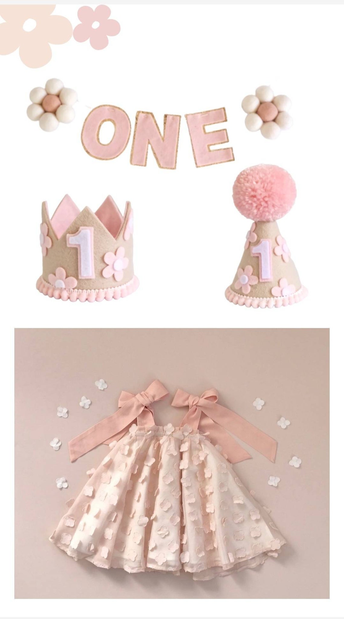 Natural Pink Daisy Party Hat | Natural Pink Daisy Birthday Hat | First ...