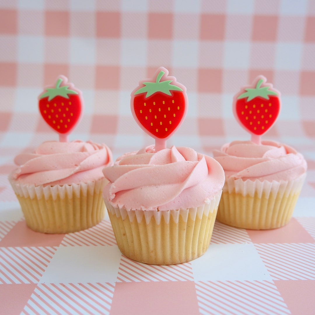 Pink Berry First Cupcake Topper - First Birthday Cupcake Topper - Berry ...