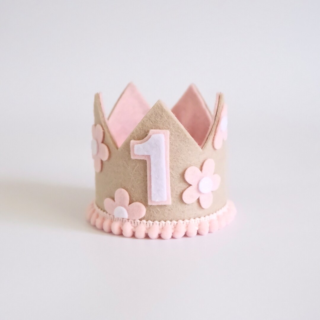 Natural Pink Daisy Boho Birthday Crown - Boho Crown - First Birthday ...