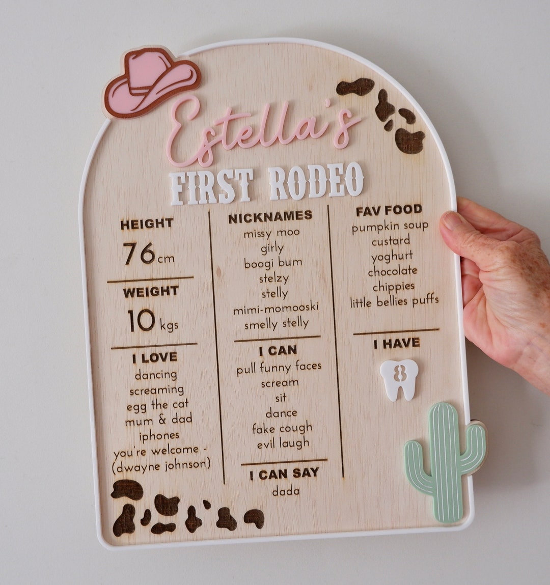 Cowgirl First Rodeo Milestone Board - Personalised Milestone Board ...