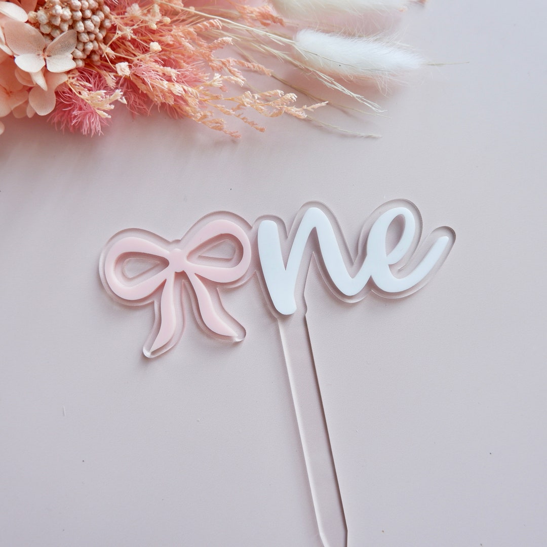 Bow One Cake Topper - First Birthday Cake Topper - One Cake Topper ...