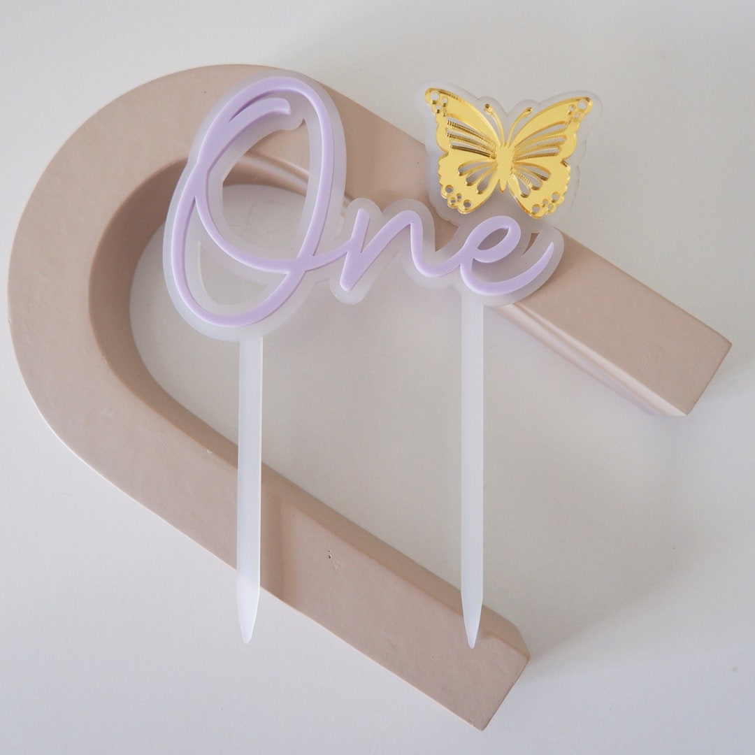 Purple Butterfly One Cake Topper - First Birthday Cake Topper - One ...