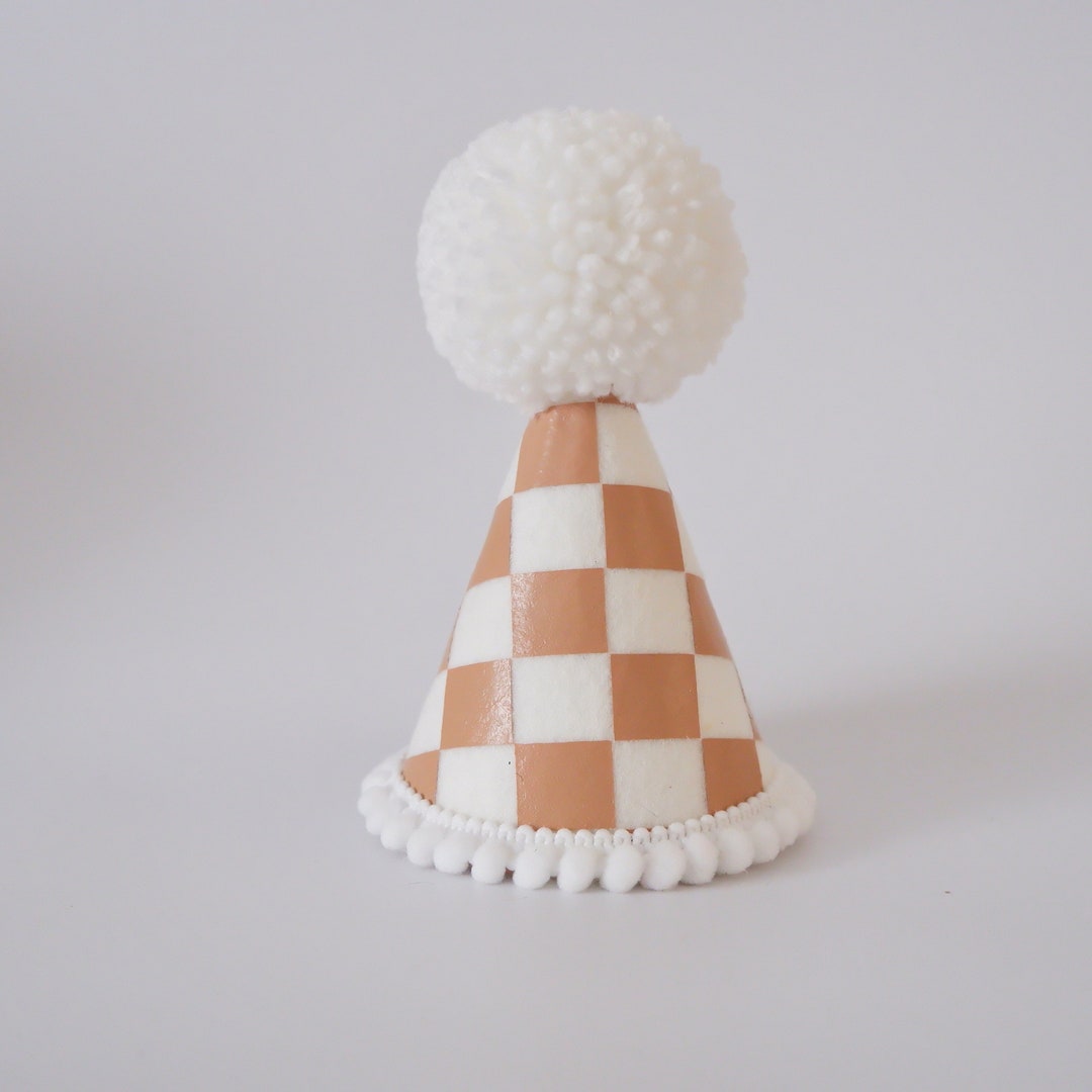 Neutral Check Party Hat - Neutral Check Birthday Hat - Checkered ...