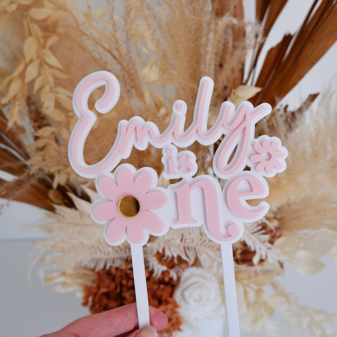 CUSTOM White Daisy One Cake Topper - First Birthday Cake Topper - One ...