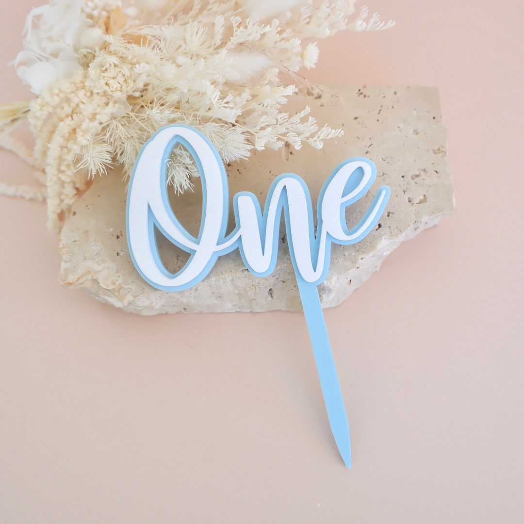Blue White One Cake Topper - First Birthday Cake Topper - One Cake ...