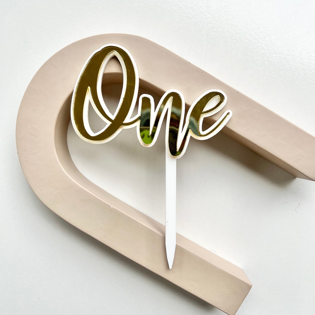 White Gold One Cake Topper - First Birthday Cake Topper - One Cake ...