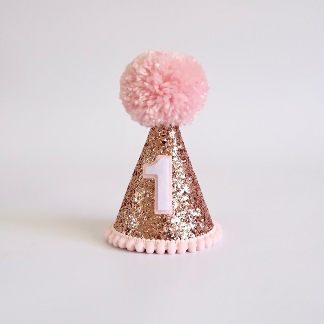 Rose Gold Pink Birthday Hat - Rose Gold Pink Party Hat - First Birthday ...