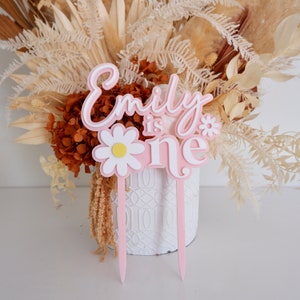 CUSTOM Pink Daisy One Cake Topper - First Birthday Cake Topper - One ...