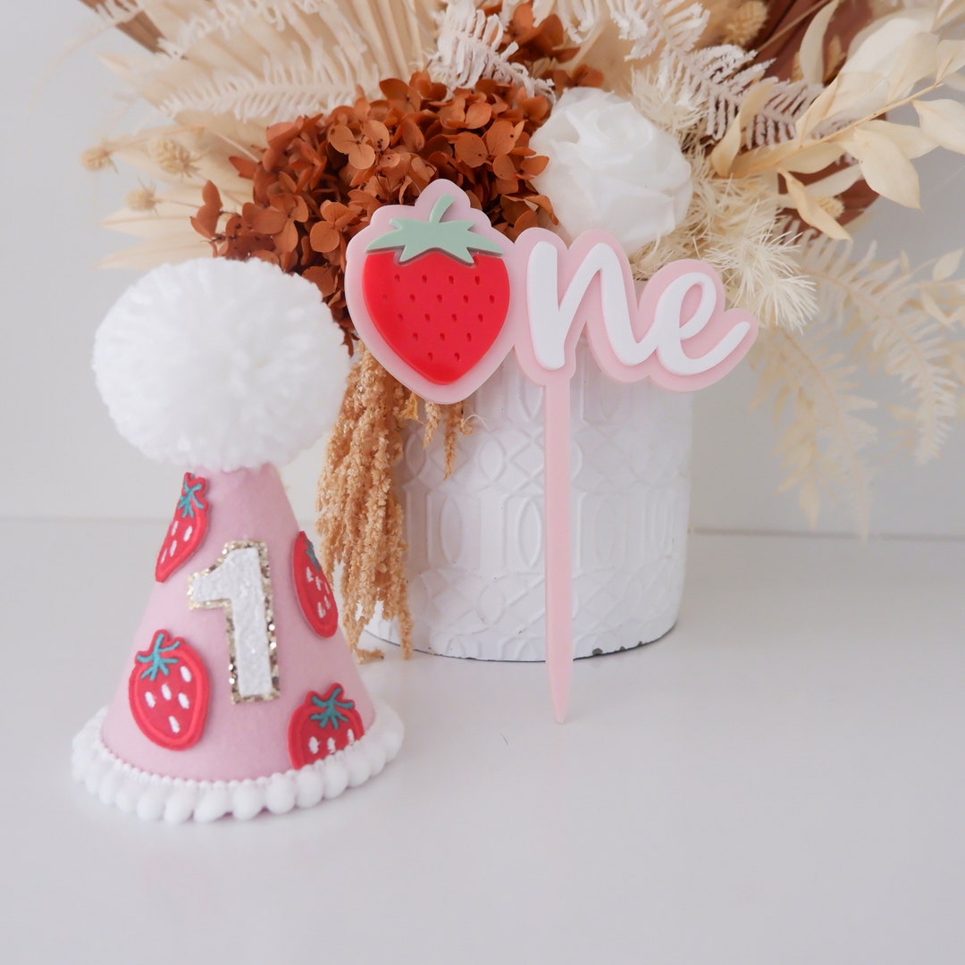 Berry First Hat Set - Berry First Party Hat & Berry First Cake Topper ...