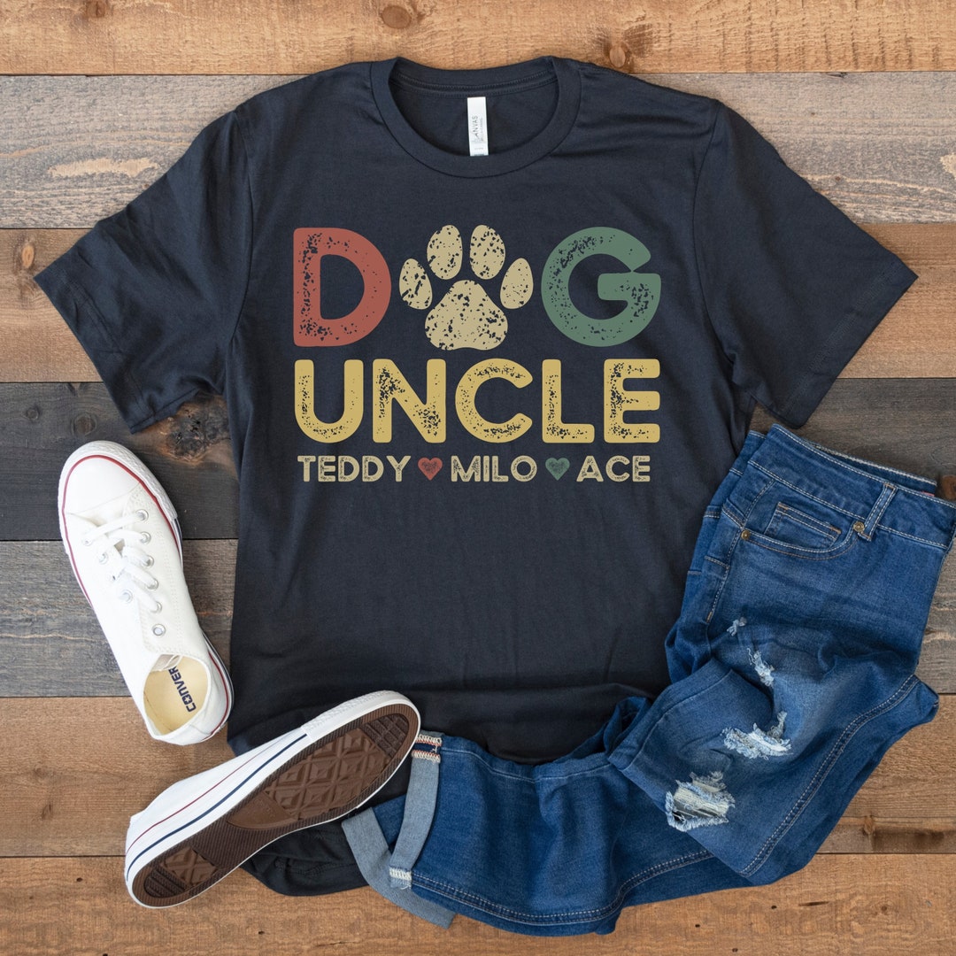 Dog Uncle Shirt With Dog Names, Personalized Gift for Dog Uncle, Custom ...