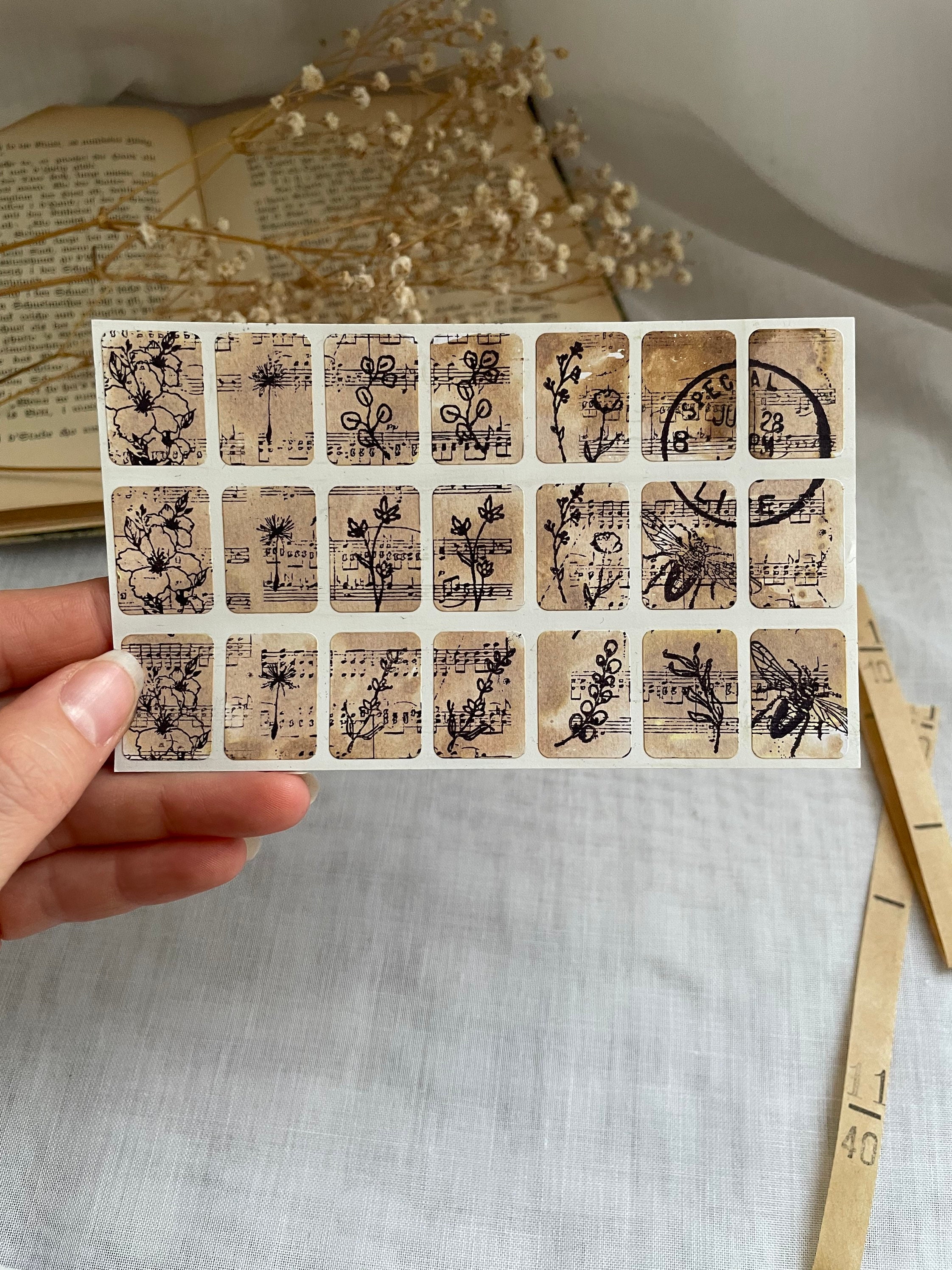 Hand Stamped Stickers Floral Watercolour Stickers Vintage Stickers ...
