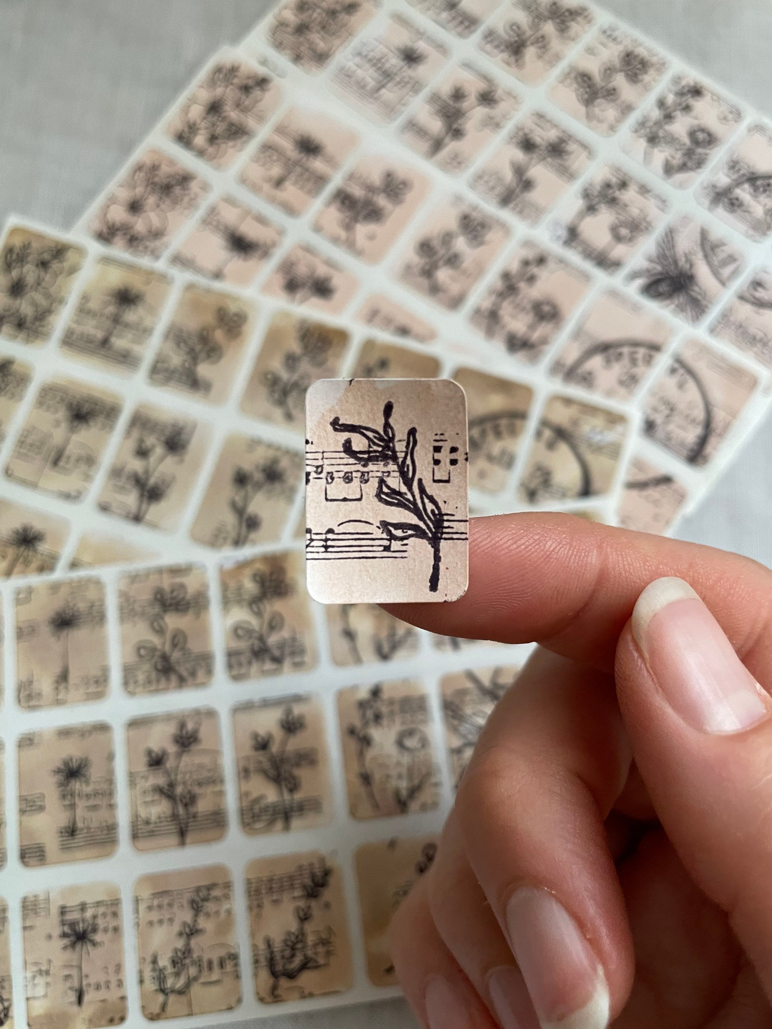 Hand Stamped Stickers Floral Watercolour Stickers Vintage Stickers ...