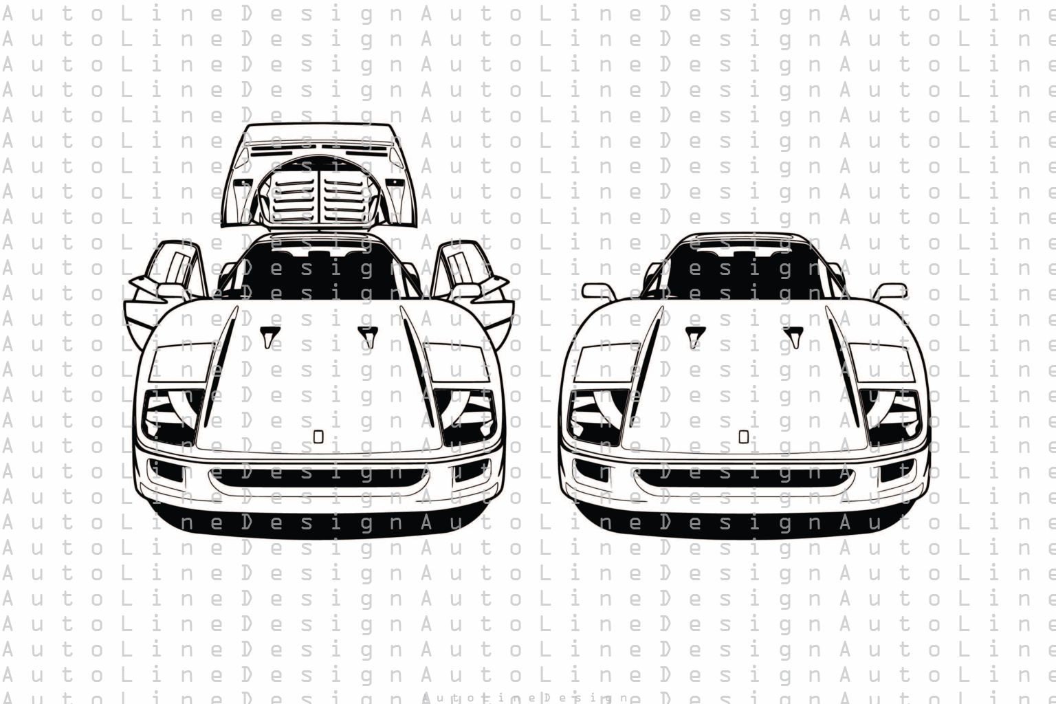 Ferrari F40 Supercar Racing Svg Pdf Dxf Eps Png Illustration | Etsy