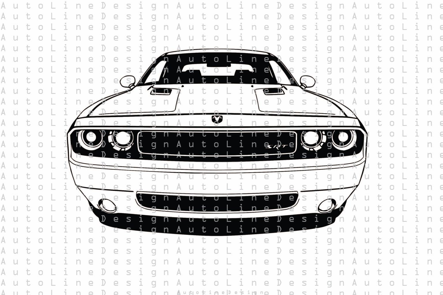 Dodge Challenger Front view Svg Pdf Dxf Png Eps Illustration | Etsy