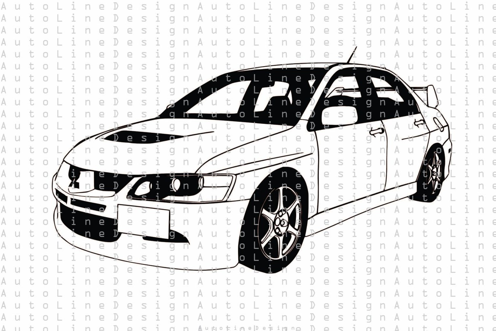 Mitsubishi Lancer EVO 8 Svg Pdf Dxf Eps Png illustration | Etsy