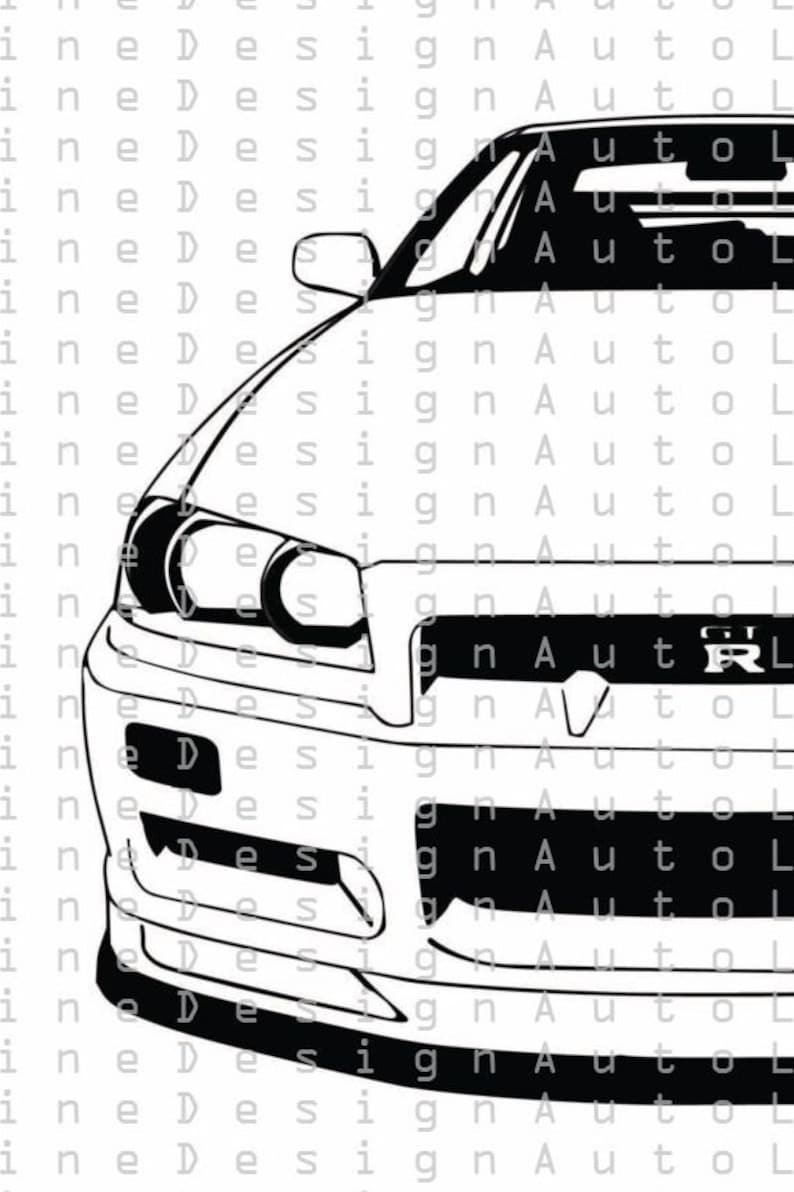 Nissan Skyline GT-R R34 Nismo Svg Pdf Dxf Eps Png Illustration | Etsy