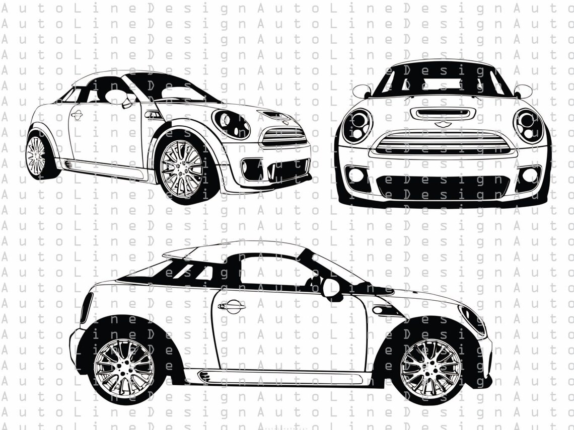 Mini Cooper Coupe Svg Eps DXF Pdf Illustration Car Vector | Etsy