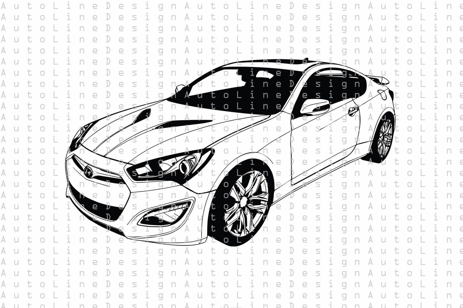 Hyundai Genesis Coupe Svg Pdf Dxf Png Eps Illustration Vector | Etsy