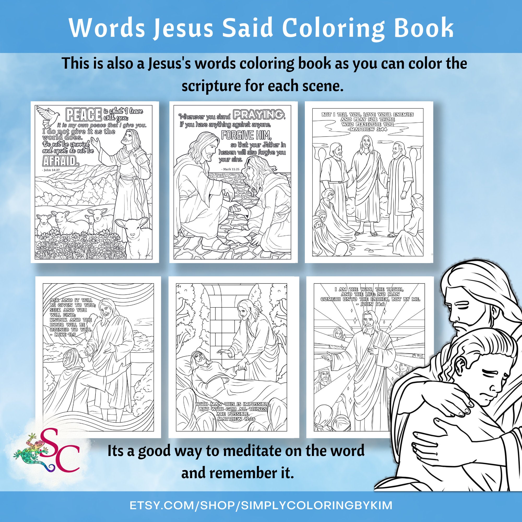 Words Jesus Said Coloring Book, Jesus Coloring Page, Christian Coloring ...
