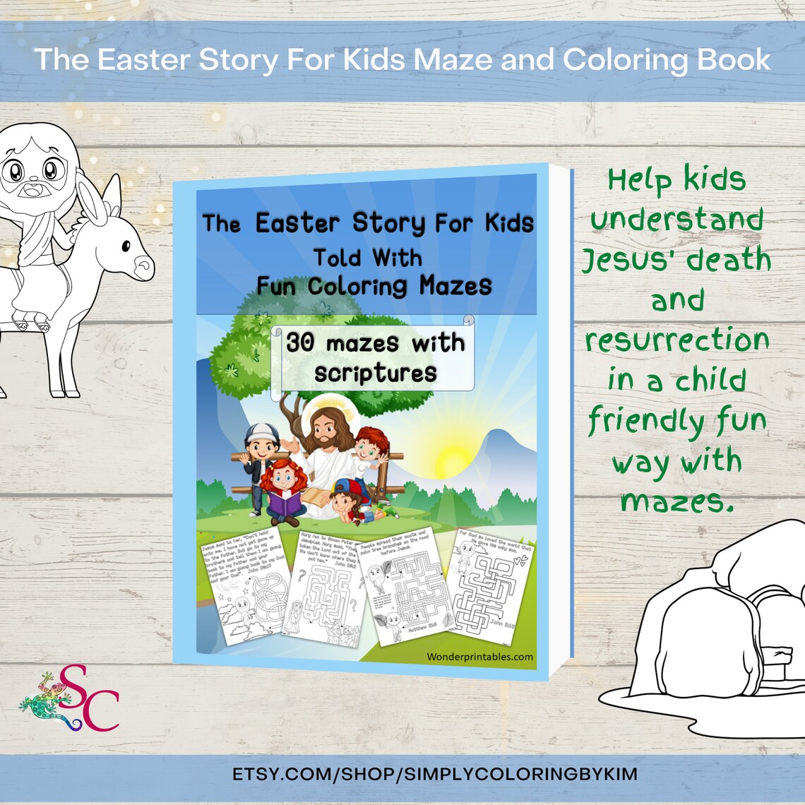 Easter Story for Kids Maze Book, Easter Story Coloring Book ...