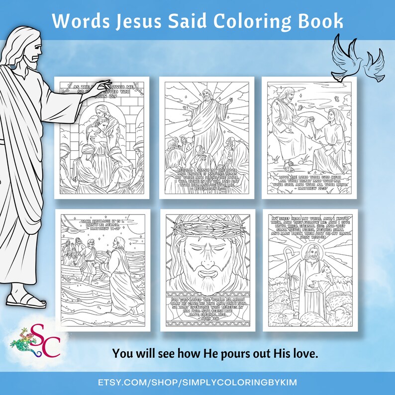 Words Jesus Said Coloring Book, Jesus Coloring Page, Christian Coloring ...