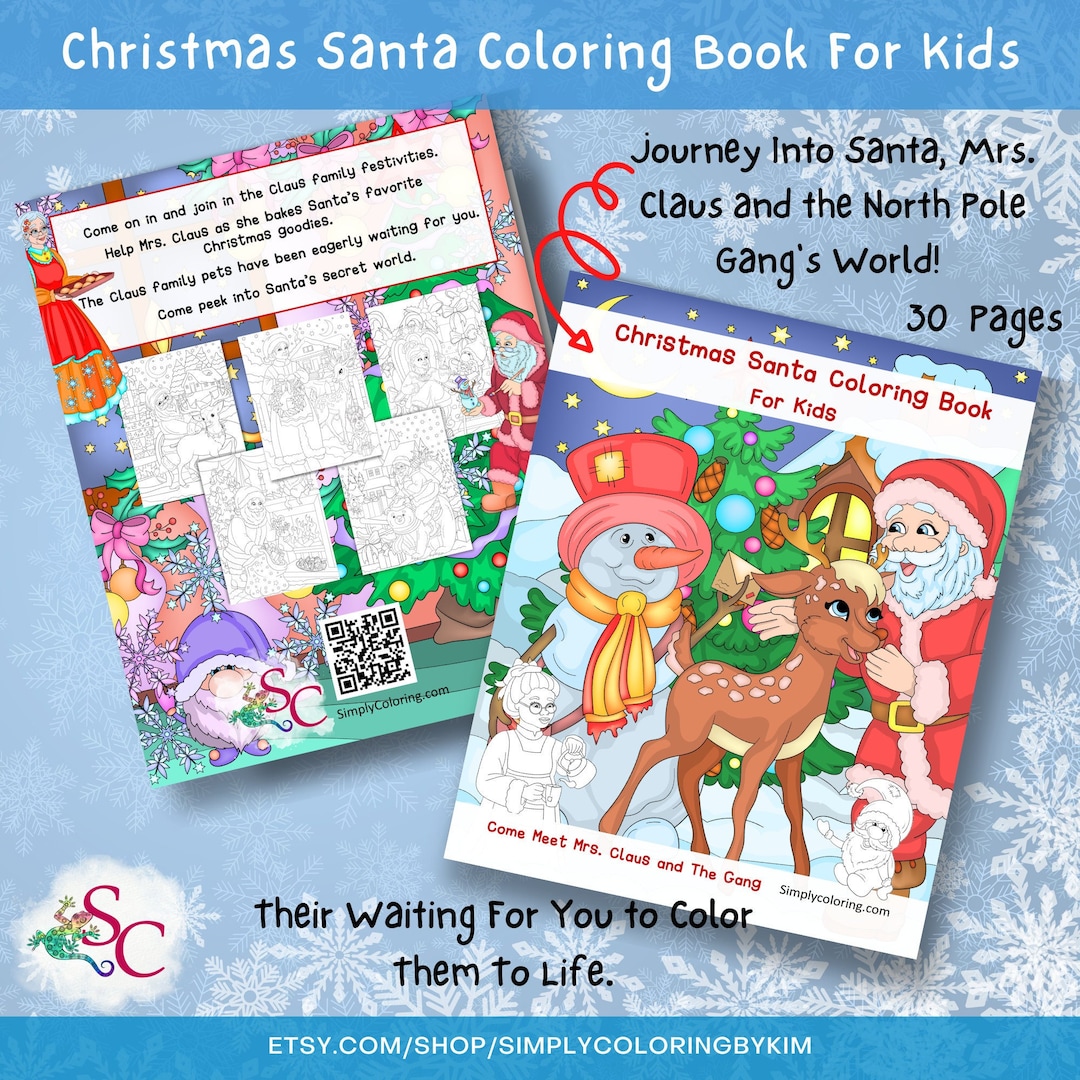 Christmas Santa Coloring Book for Kids, Santa Claus Coloring Printable ...