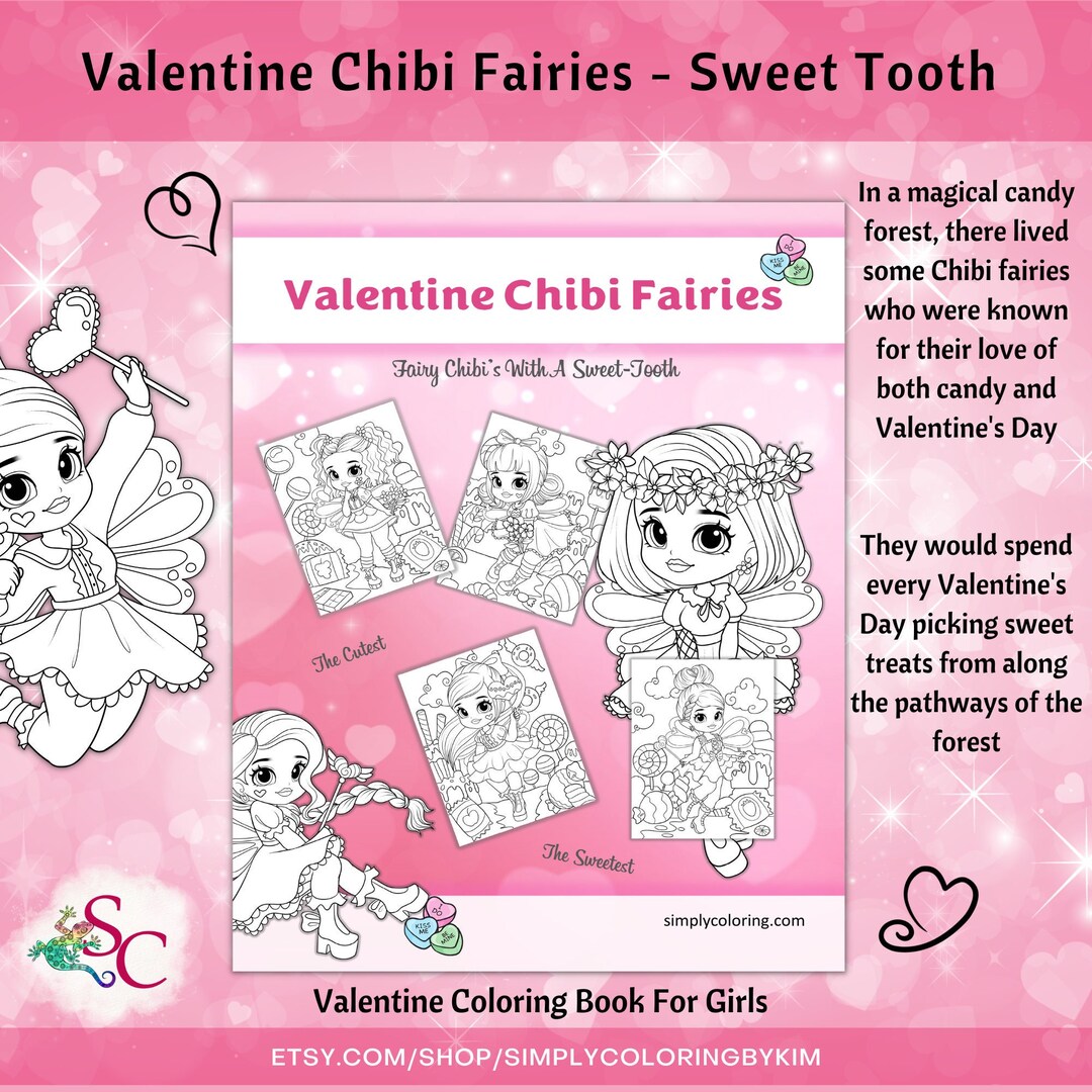 Valentine Chibi Fairies Coloring Book, Kawaii Coloring, Chibi Coloring ...