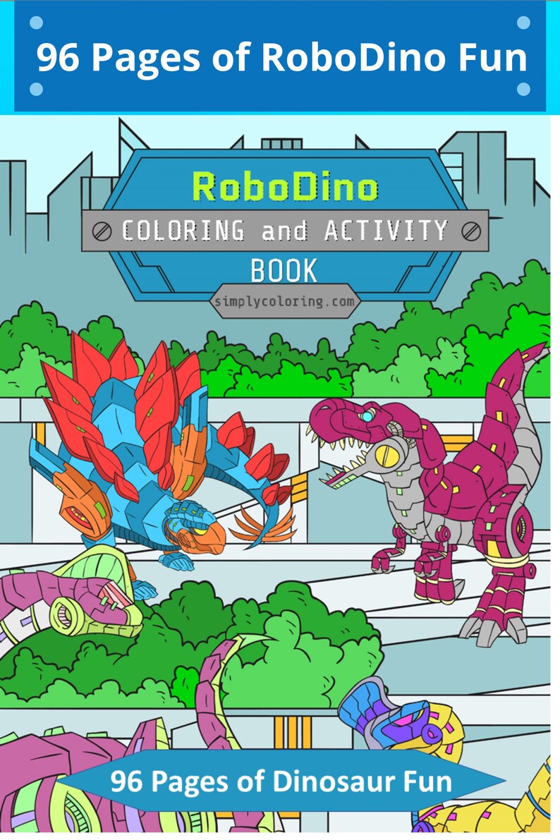 Printable Dinosaur Coloring Pages, Robot Coloring Pages, Instant ...