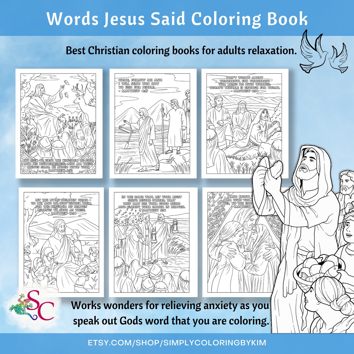 Words Jesus Said Coloring Book, Jesus Coloring Page, Christian Coloring ...