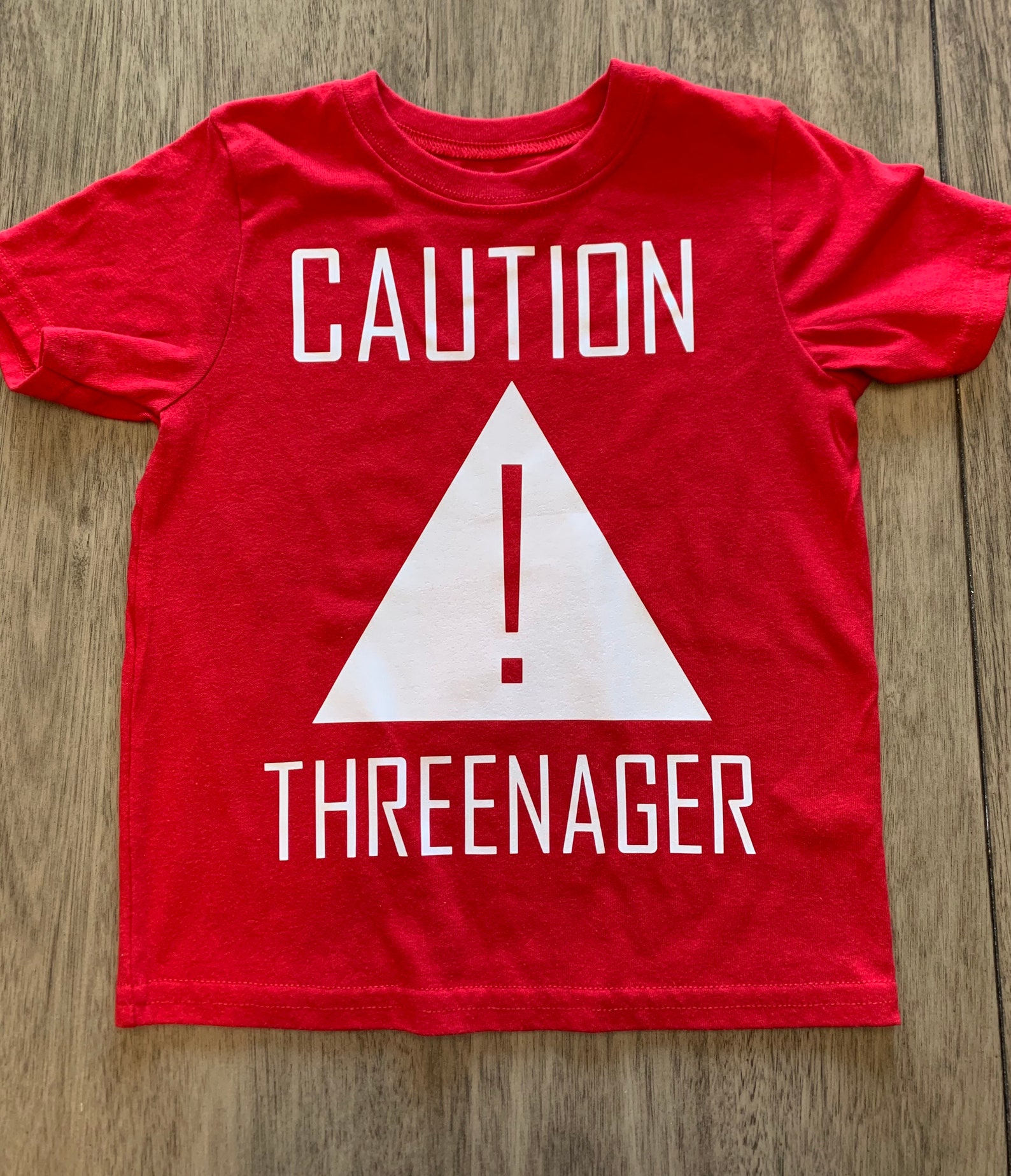 Caution Threenager Toddler T-shirt - Etsy