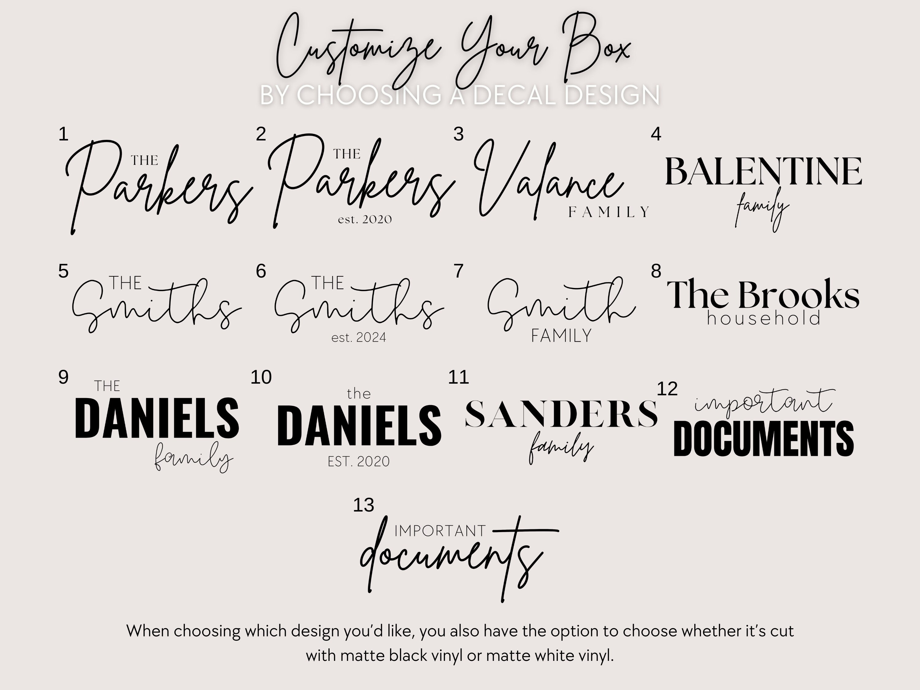 Custom File Box Labels, Family File Box, File Box Label, Family ...