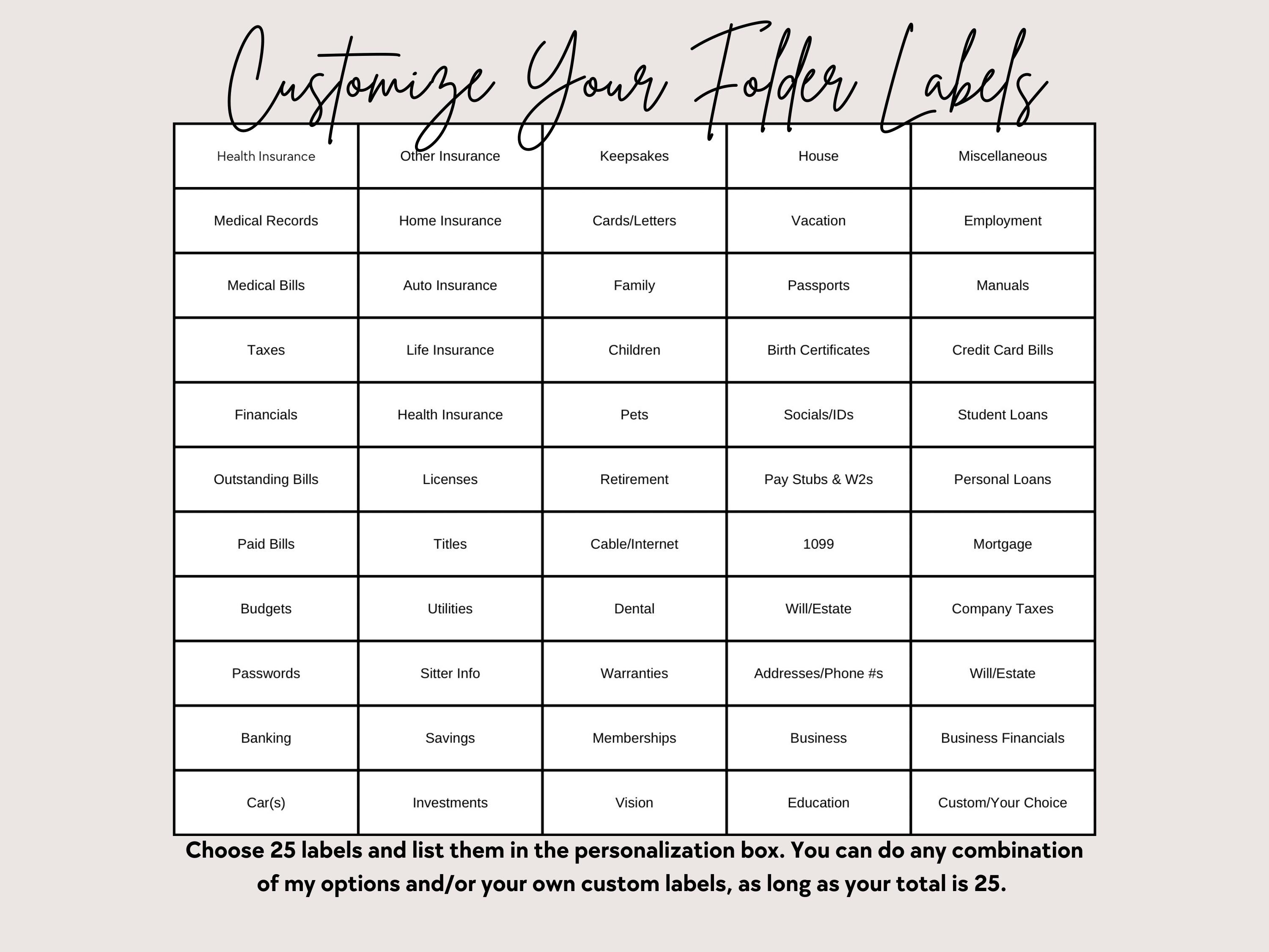 Custom File Box Labels, Family File Box, File Box Label, Family ...