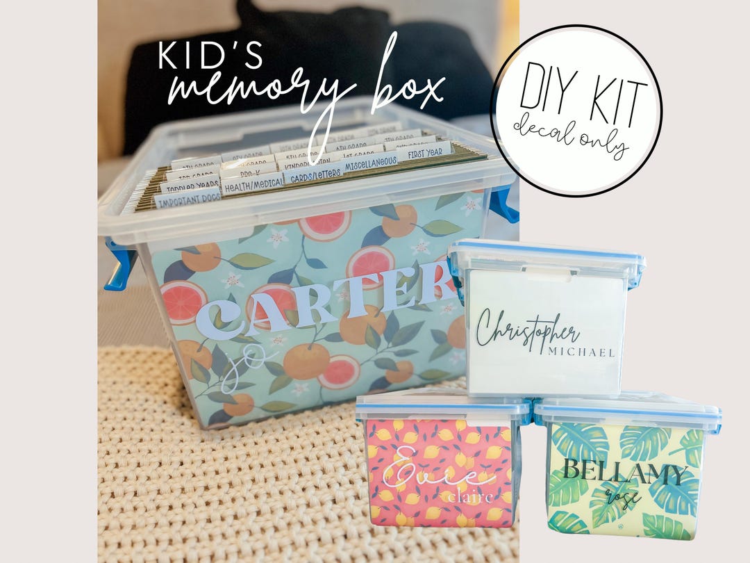 Kids Memory Box Decal, Kids File Box, Milestone Tote, Memory Box ...