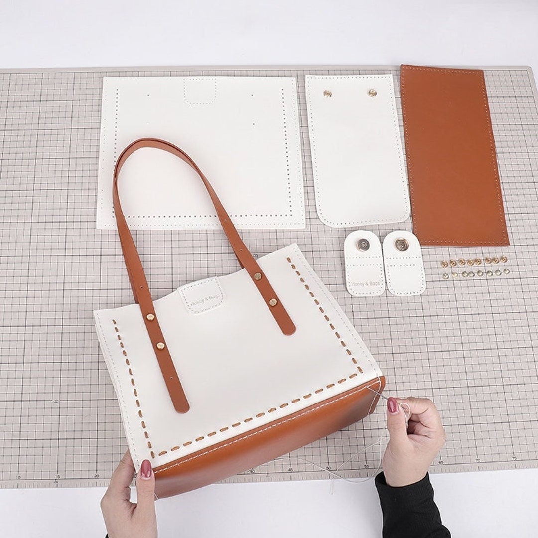 Big Tote Bag Craft Kit. Top Handle PU Leather Bag DIY Kit. - Etsy