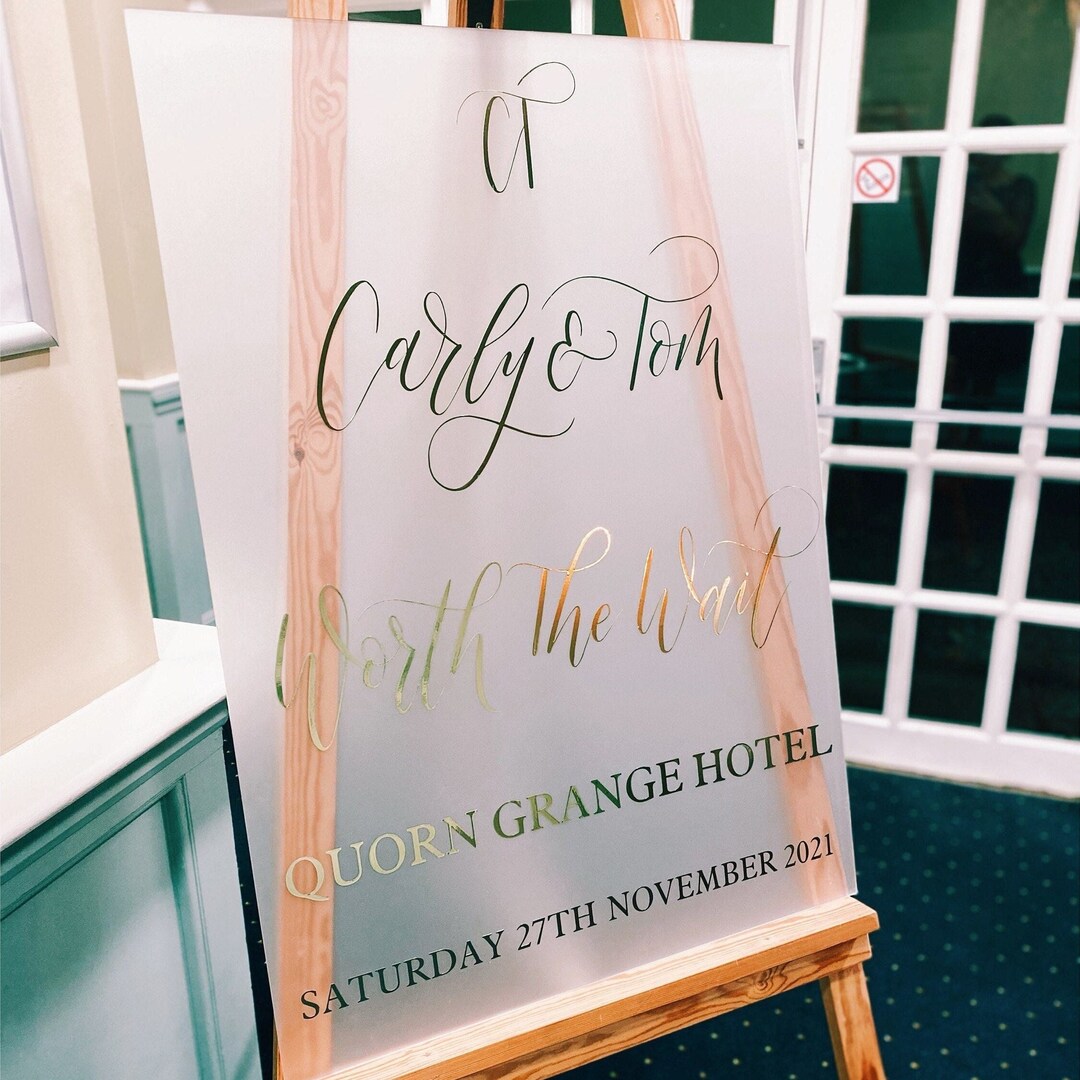 Frosted Acrylic Event Sign | Custom Welcome Sign | Gold Acrylic Wedding ...