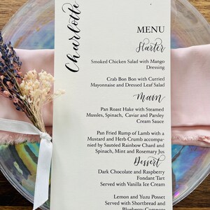 Printed Menu With Name Simple Menu Name Tags Wedding Menu Personalised ...