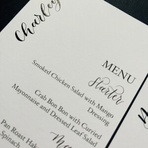 Printed Menu With Name Simple Menu Name Tags Wedding Menu Personalised ...