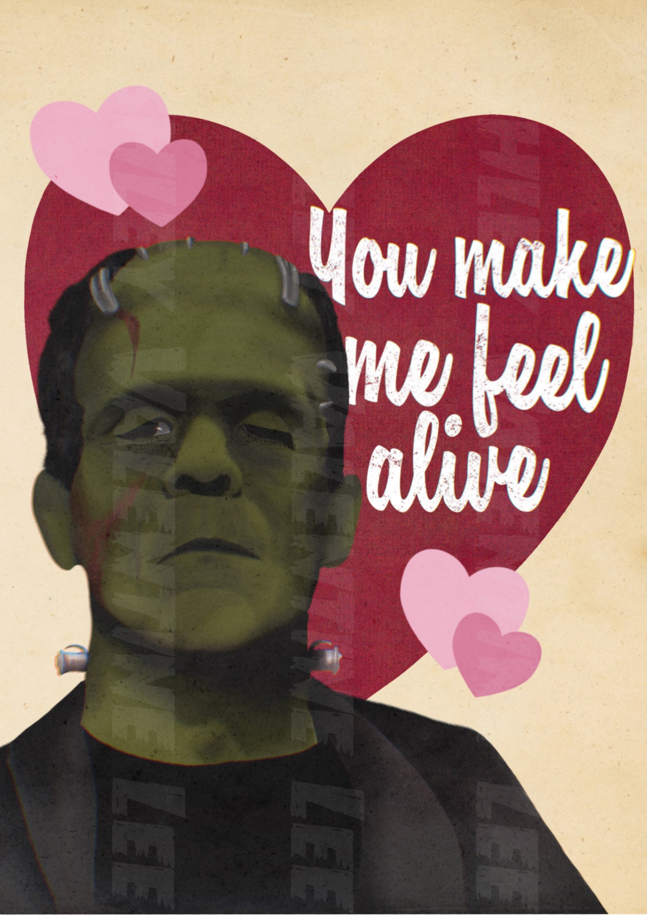 Frankenstein Classic Monster Valentines Matte Print 6x9 Etsy