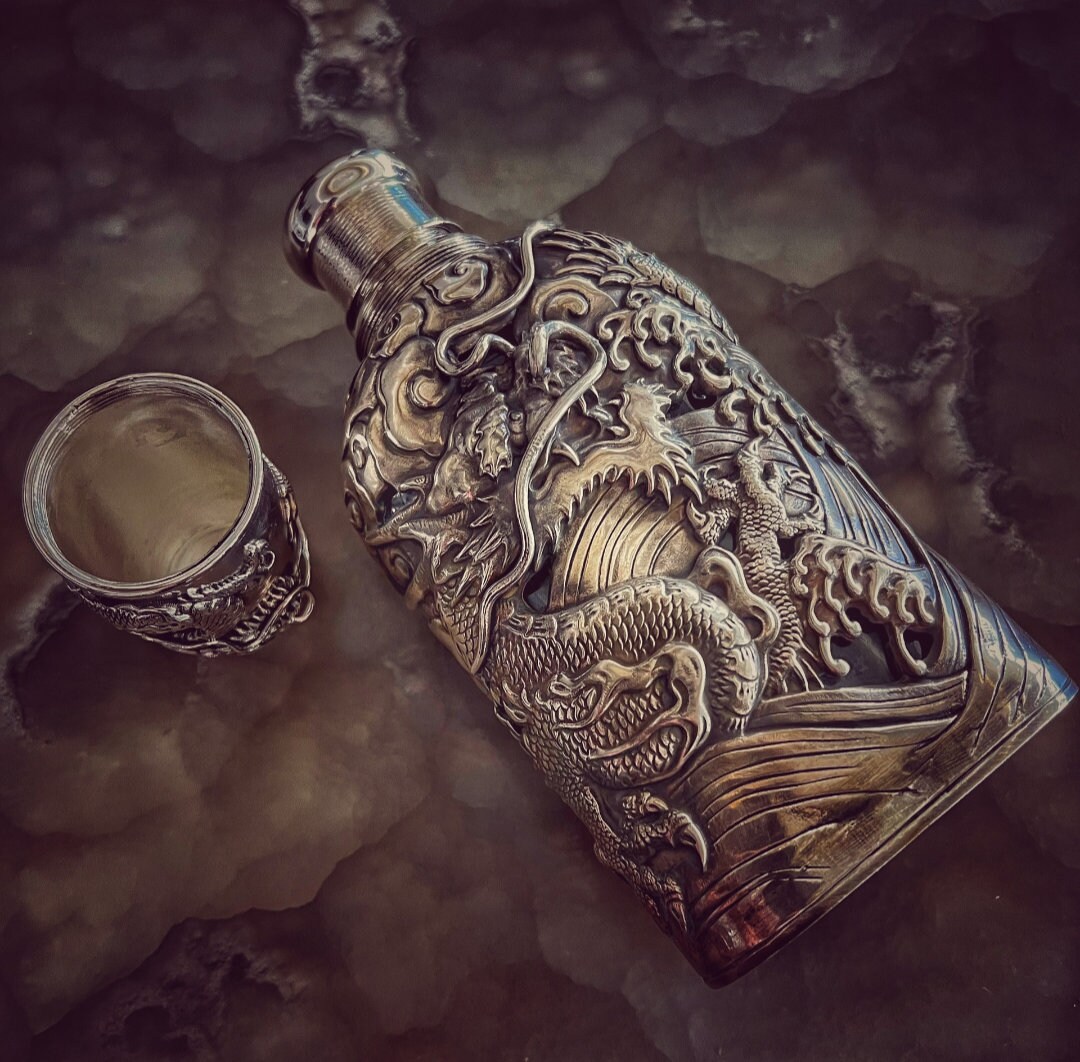 Antique Sterling Silver Dragon Flagon Wine Pot - Etsy
