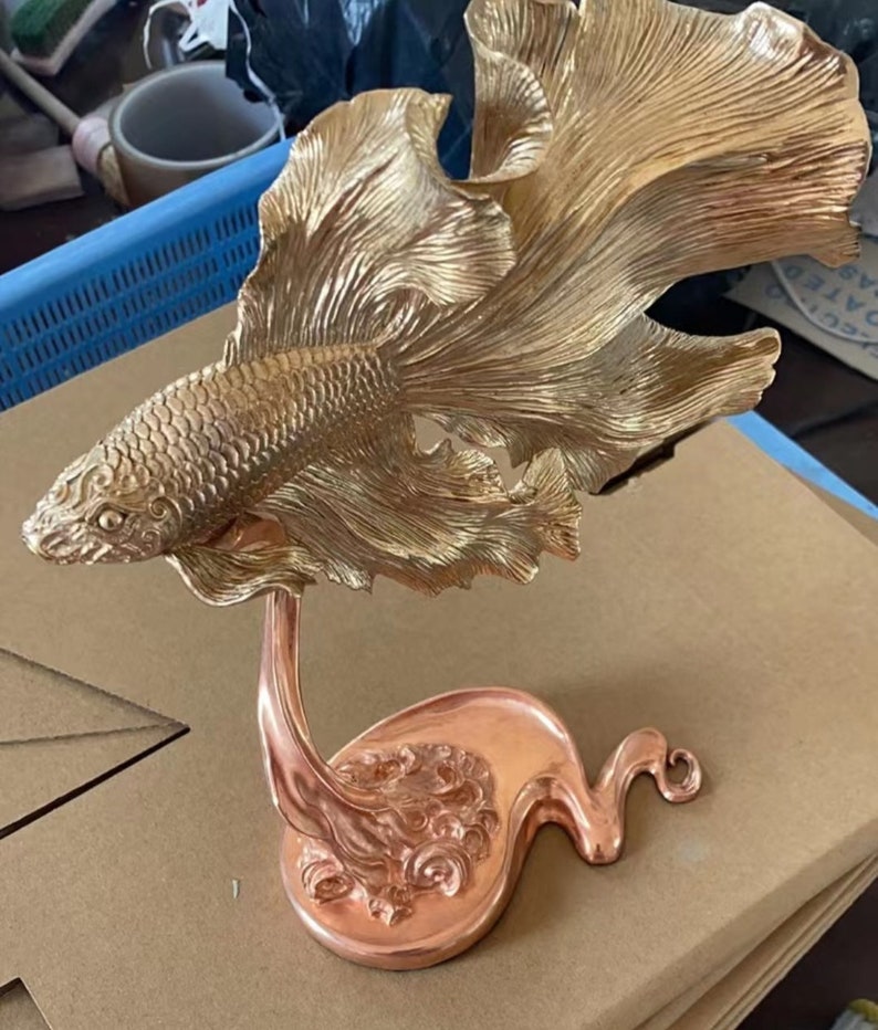 Betta Fish One Piece With Base Bronze Copper Crafts Ornament - Etsy