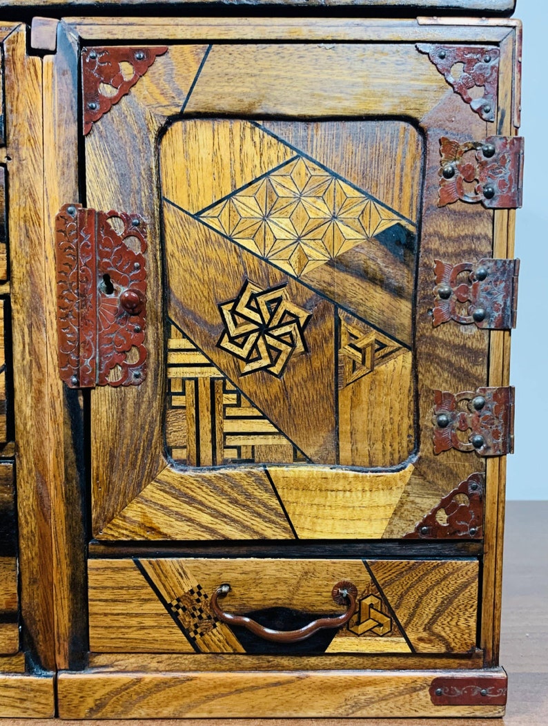 Antique Japanese Yosegi Marquetry Mosaic Painting Scholar's Travel ...