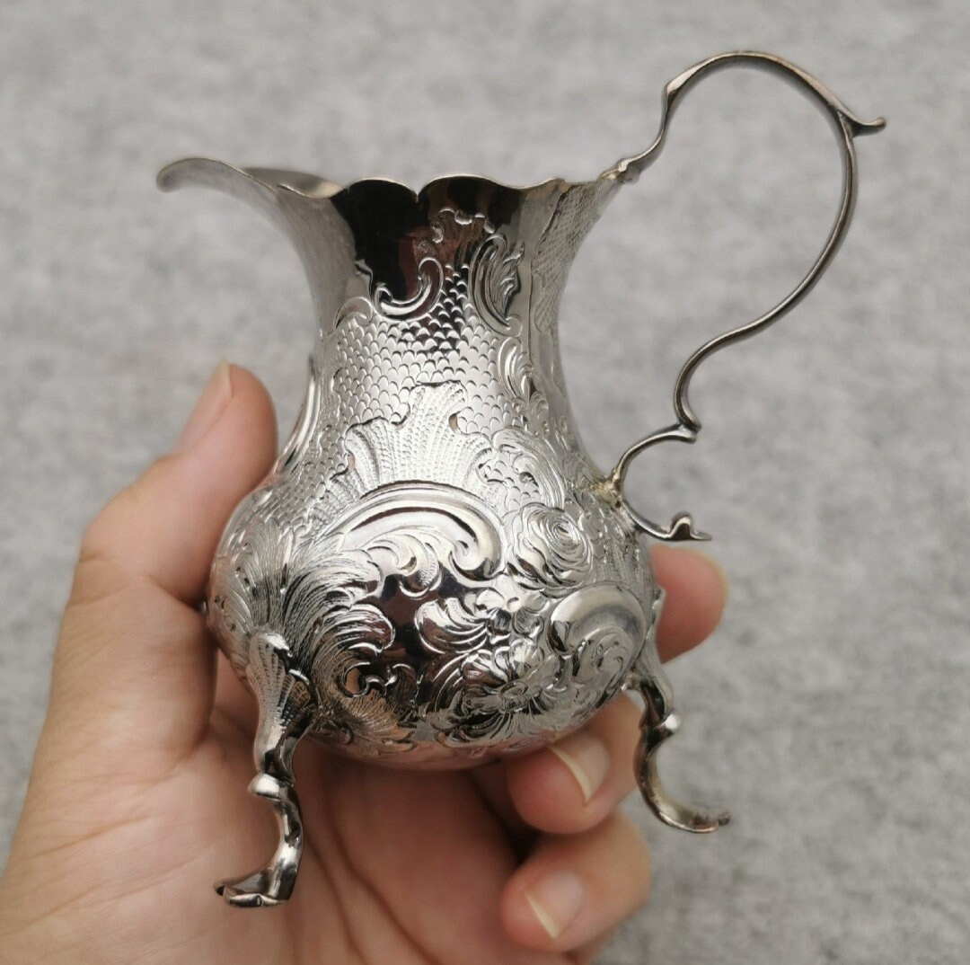 Antique Silverware British Georgian 925 Sterling Silver Embossed Small ...
