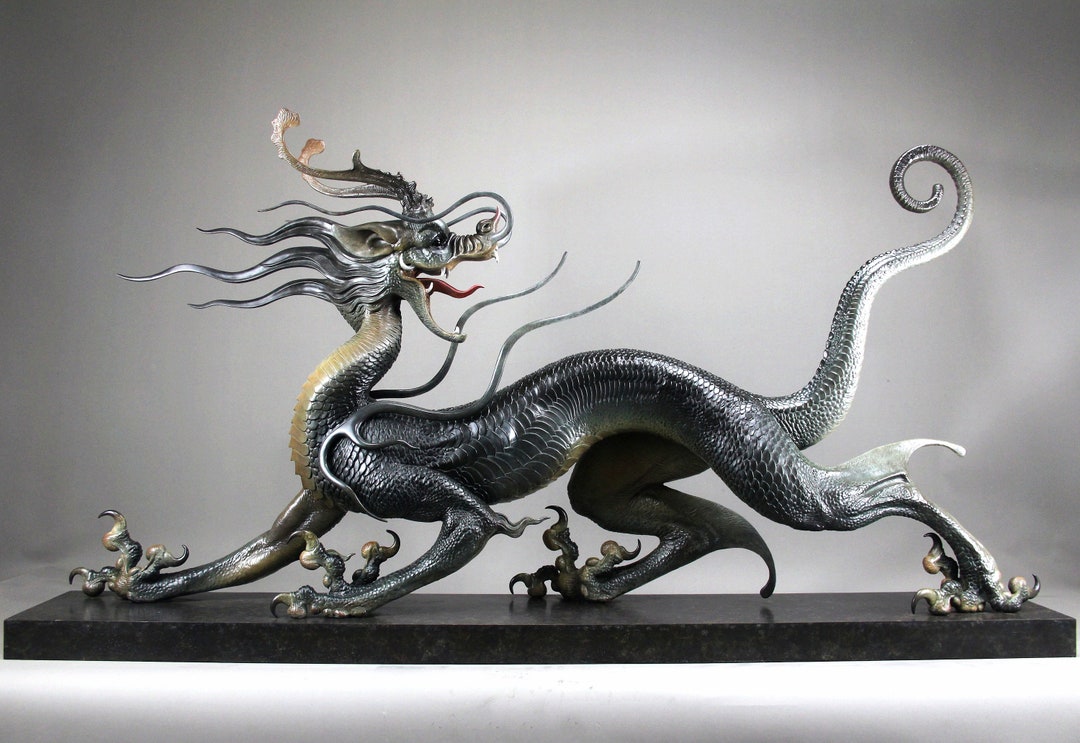 Chinese Dragon Bronze Crafts Ornament Handmade Home and Office ...