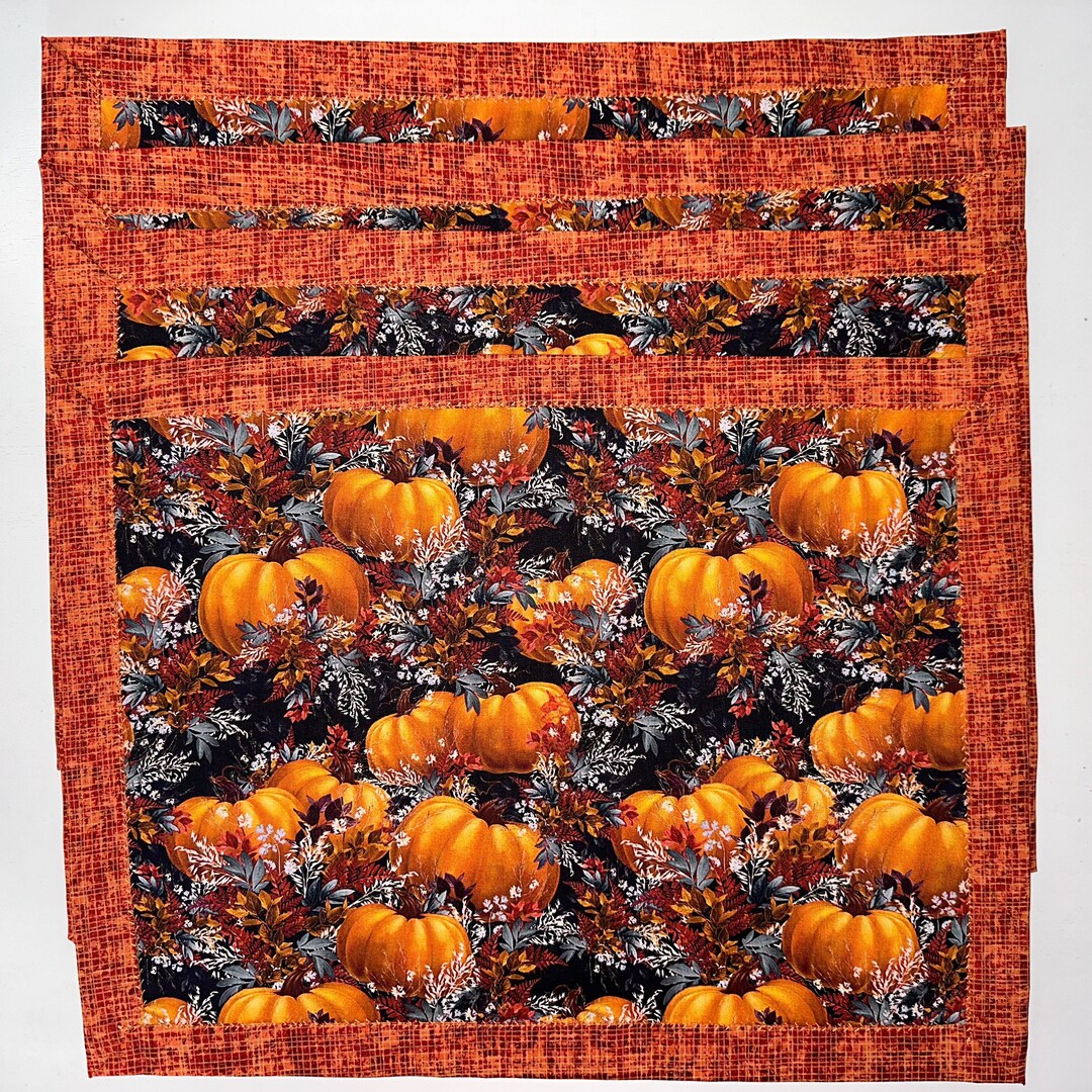Fall/thanksgiving Placemats Set of 4 - Tossed Pumpkins With Matching ...