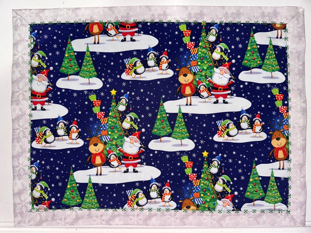 Christmas Placemats With Santa Reindeer & Penguins Set of 4 - Etsy