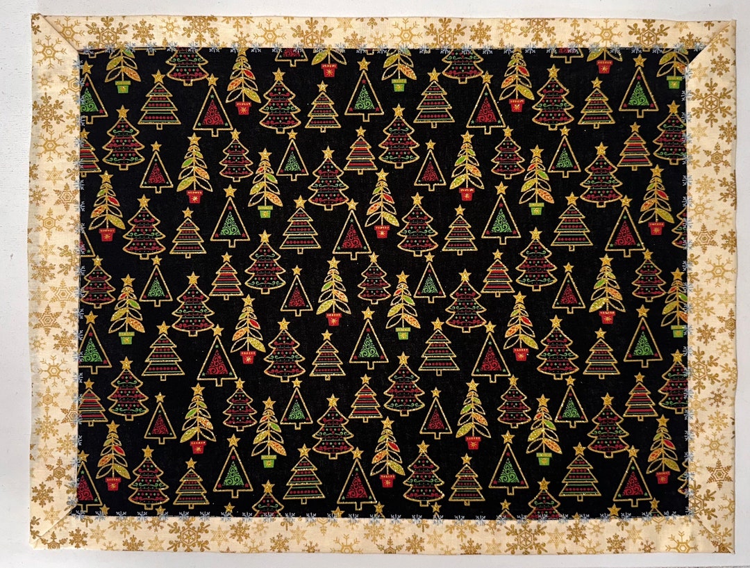 Christmas Placemats With Gold Glitter Christmas Trees - Set of 4 - Etsy