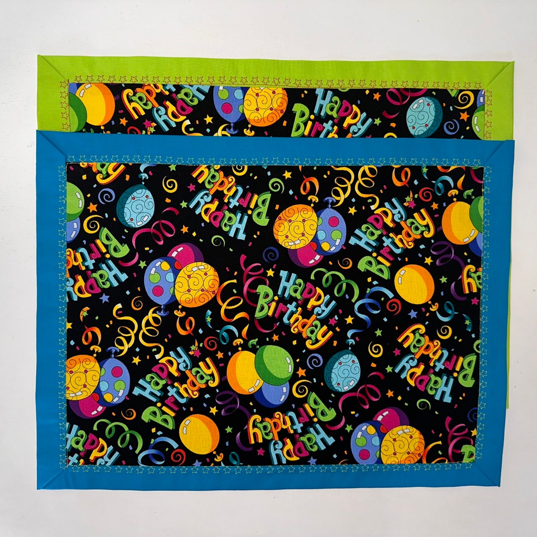 Happy Birthday Placemats Set of 2. 1 Green & 1 Blue - Etsy