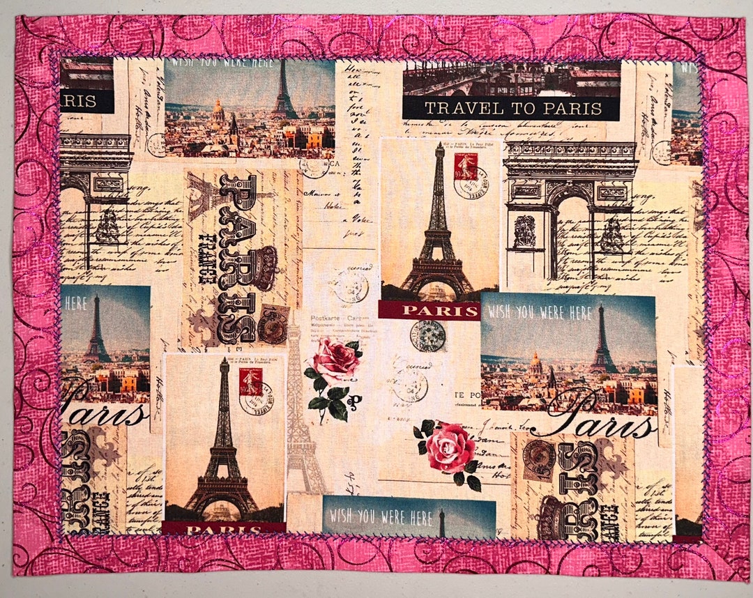 Travel to Paris France Postcard Placemats Set of 4 With Pink Foil ...